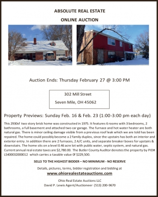 Absolute Real Estate Online Auction, Ohio Real Estate Auctions LLC