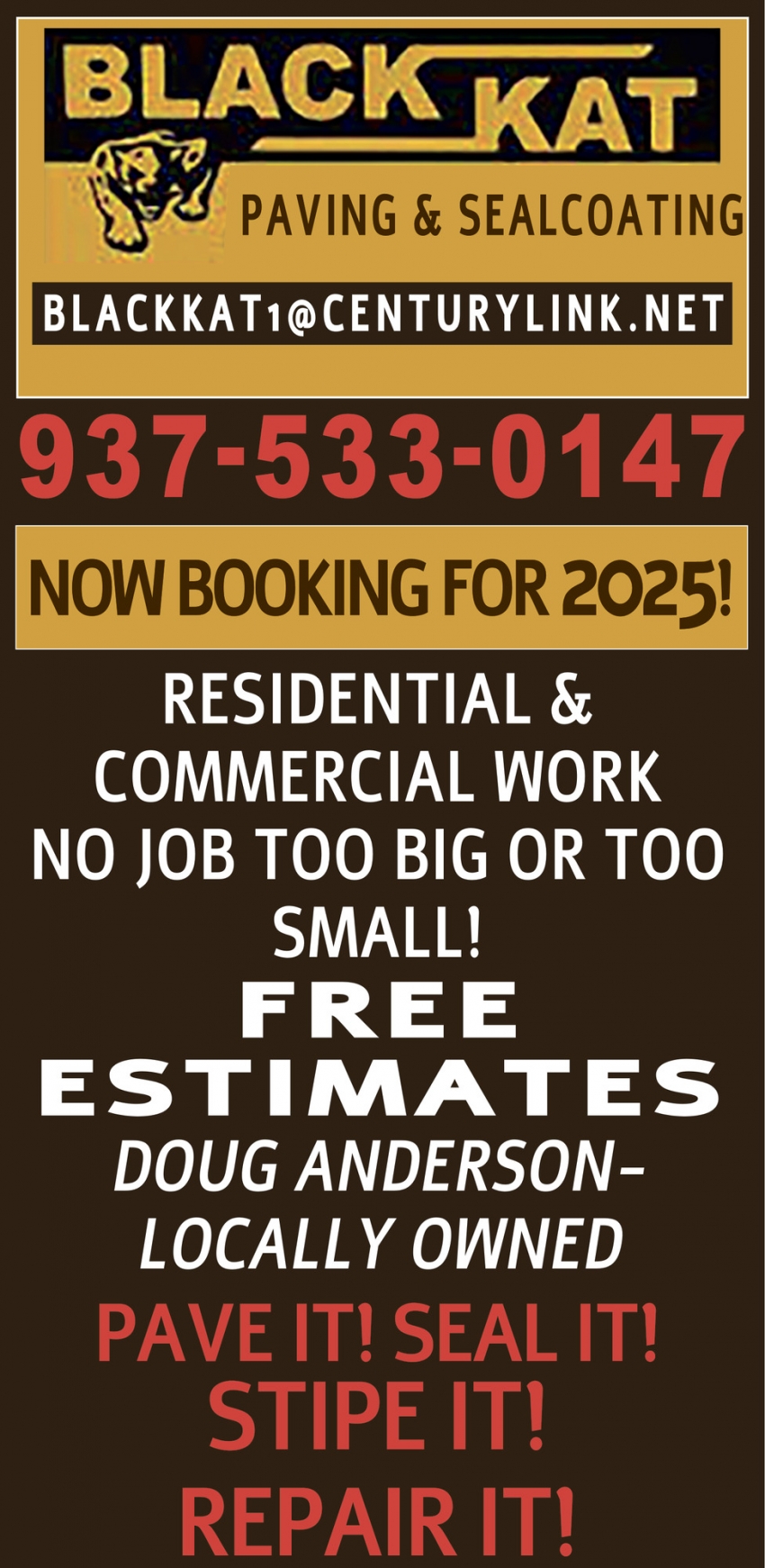 Residential & Commercial Work, Black Kat Paving & Sealcoating, Paris, OH